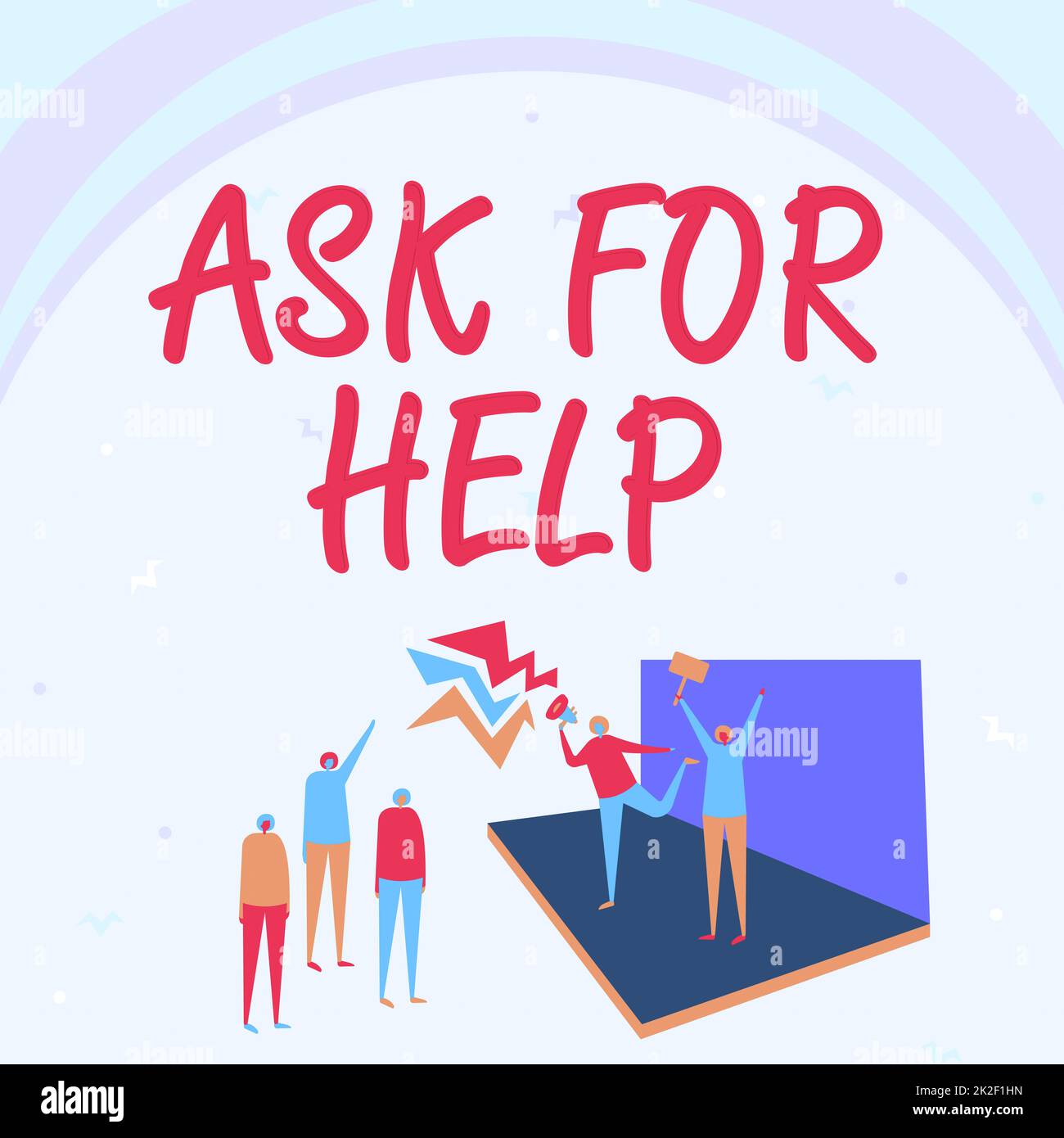 Conceptual caption Ask For Help. Business showcase Request to support ...
