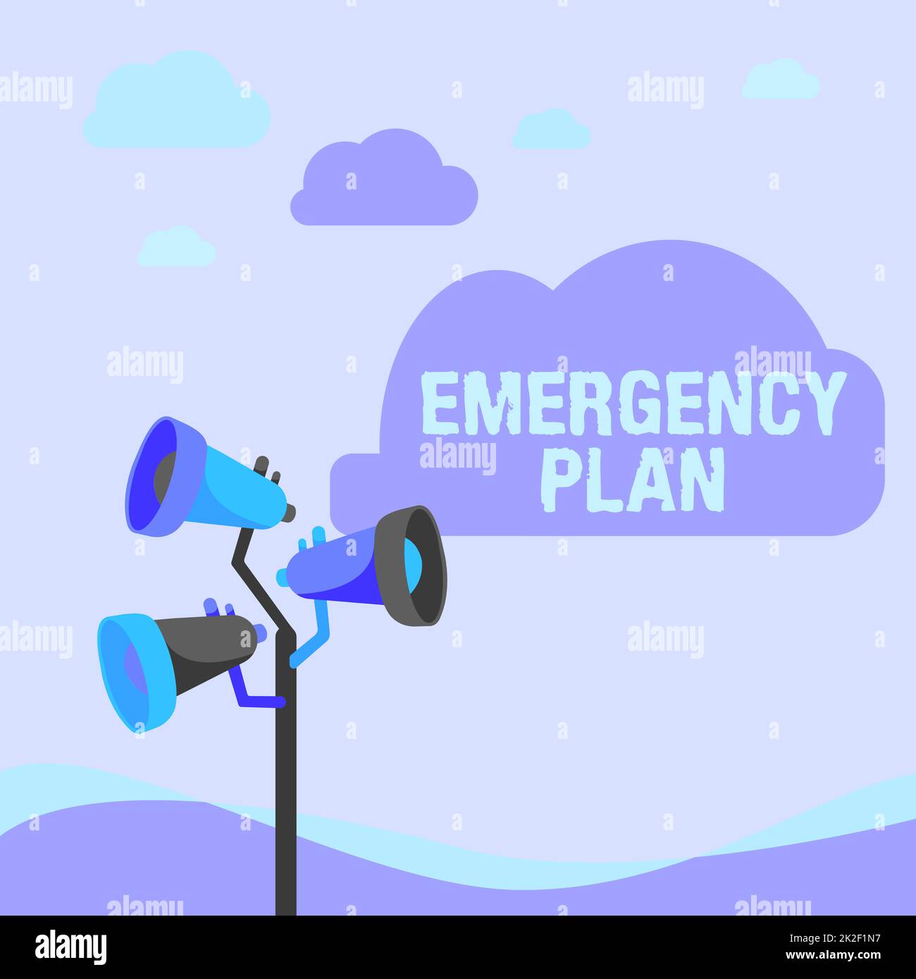 Sign displaying Emergency Plan. Business showcase Procedures for ...
