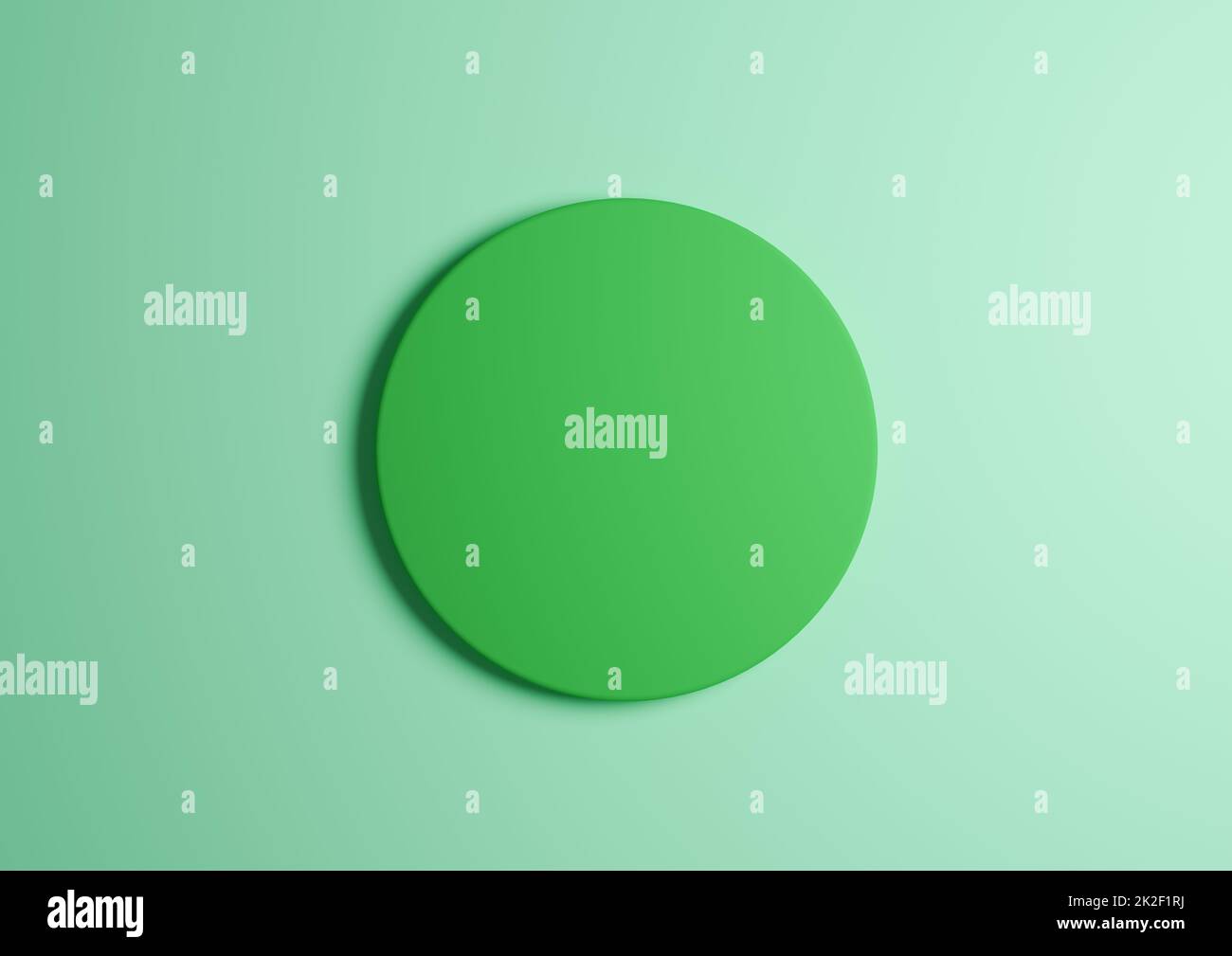 3D illustration of a bright green circle podium or stand top view flat ...