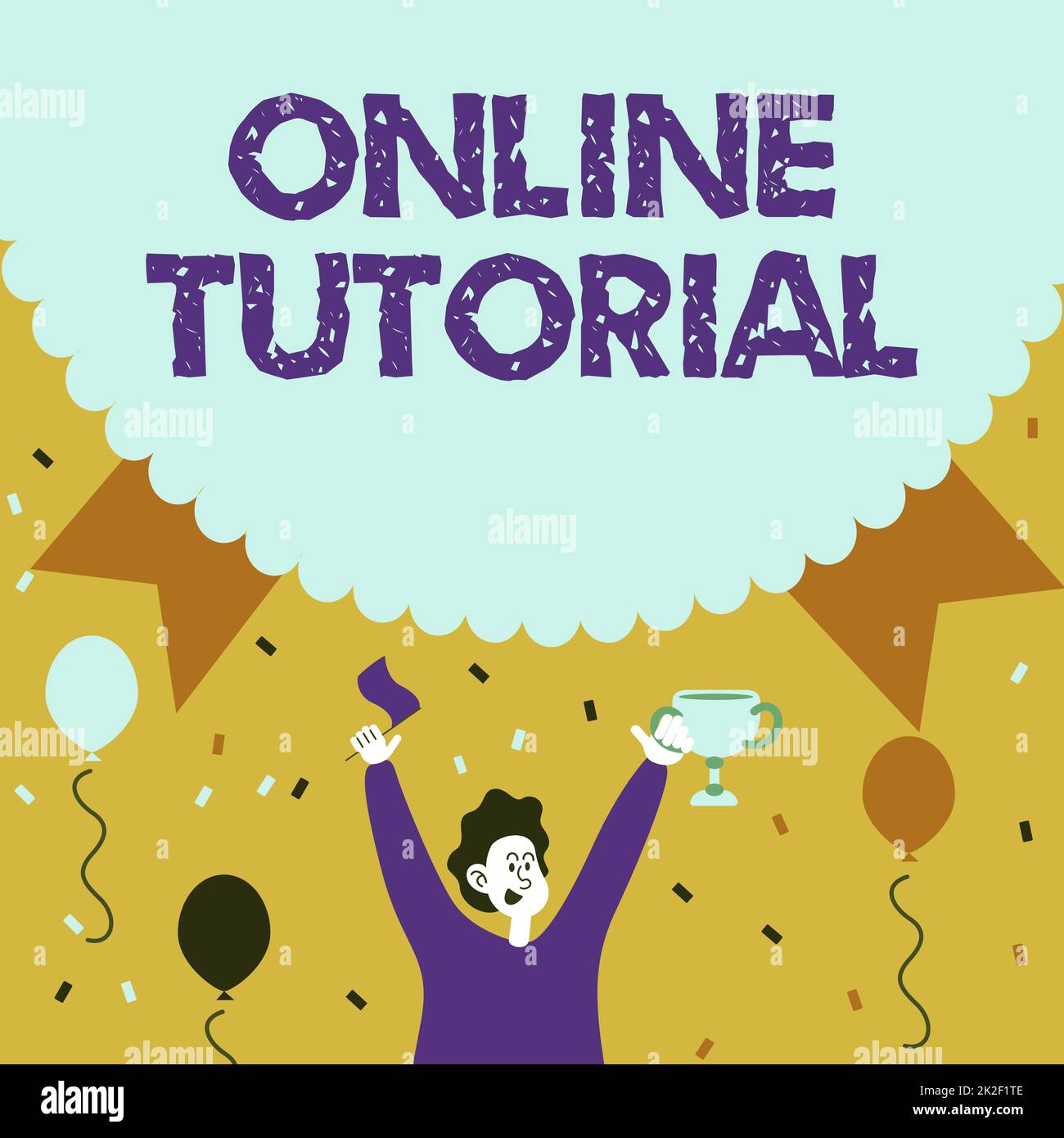 Text caption presenting Online Tutorial. Business approach process of ...