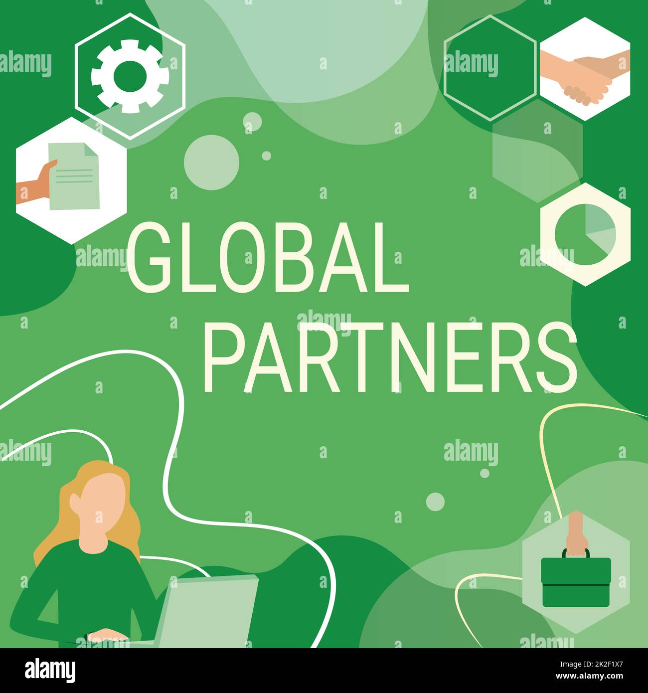 Inspiration showing sign Global Partners. Concept meaning Two or more ...