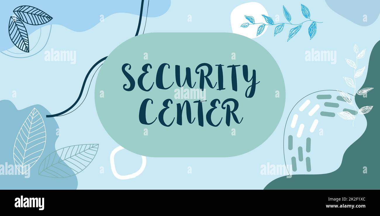 Text caption presenting Security Center. Business approach centralized ...