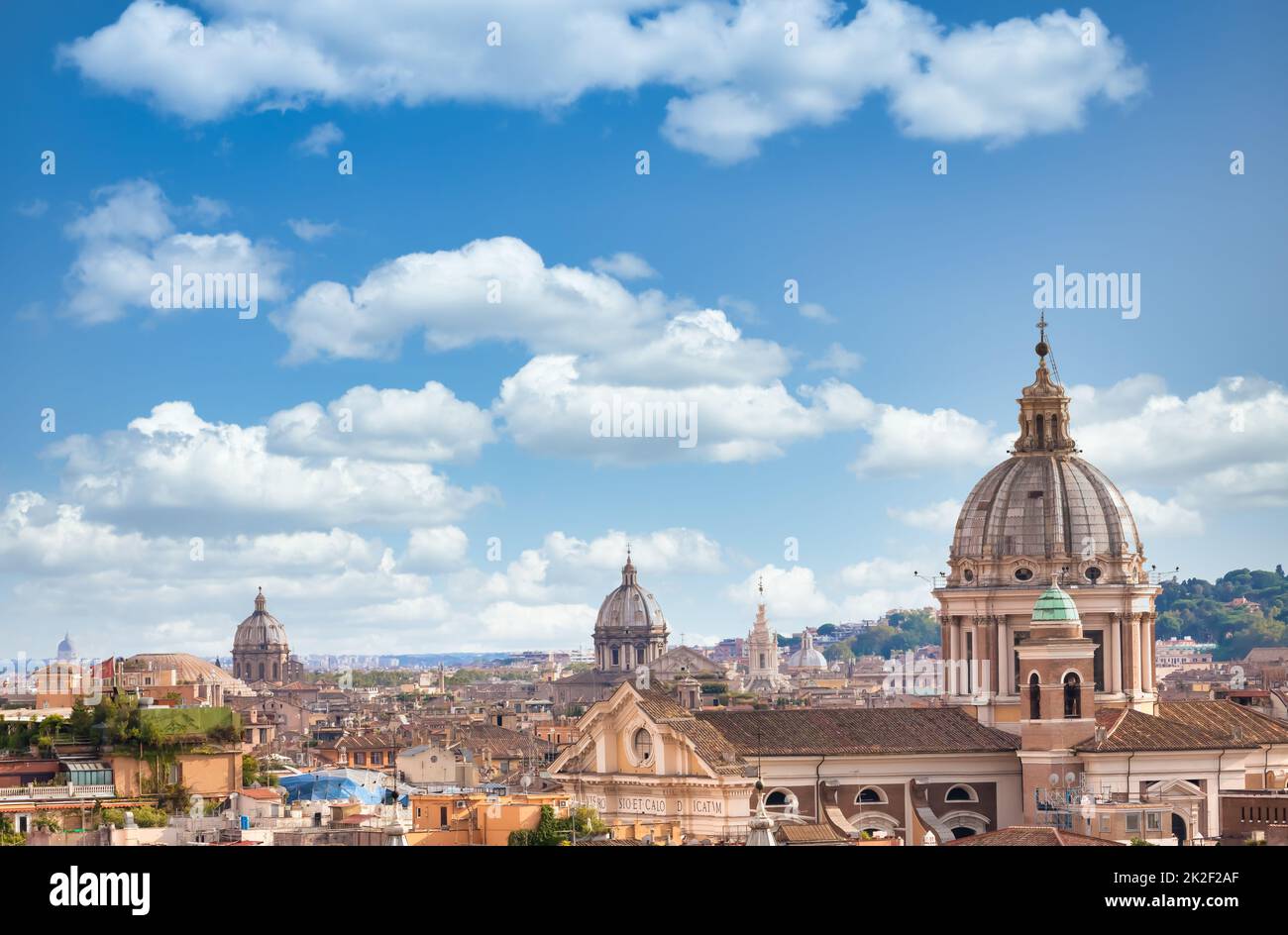 Rome cityscape with blue sky and clouds, Italy Stock Photo - Alamy