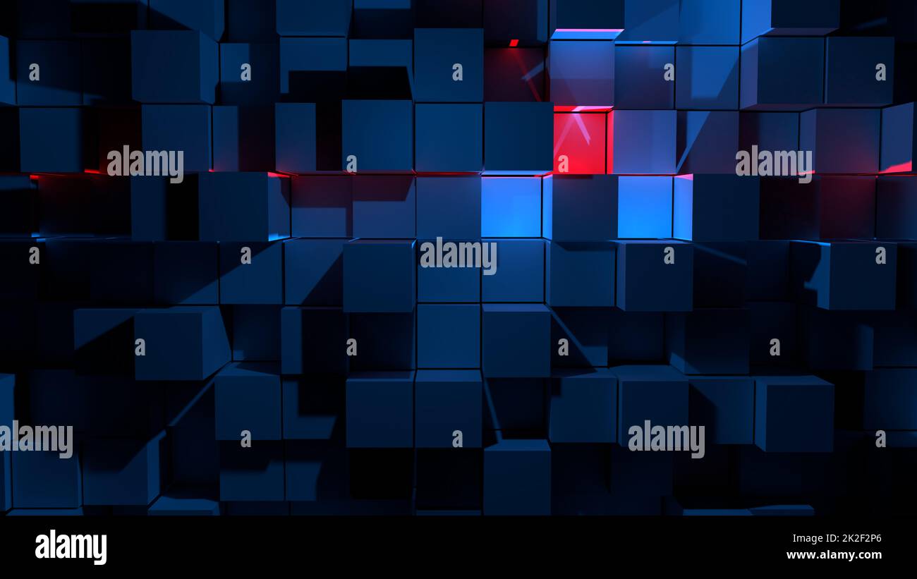 Pattern of blue illuminated cubes Stock Photo - Alamy