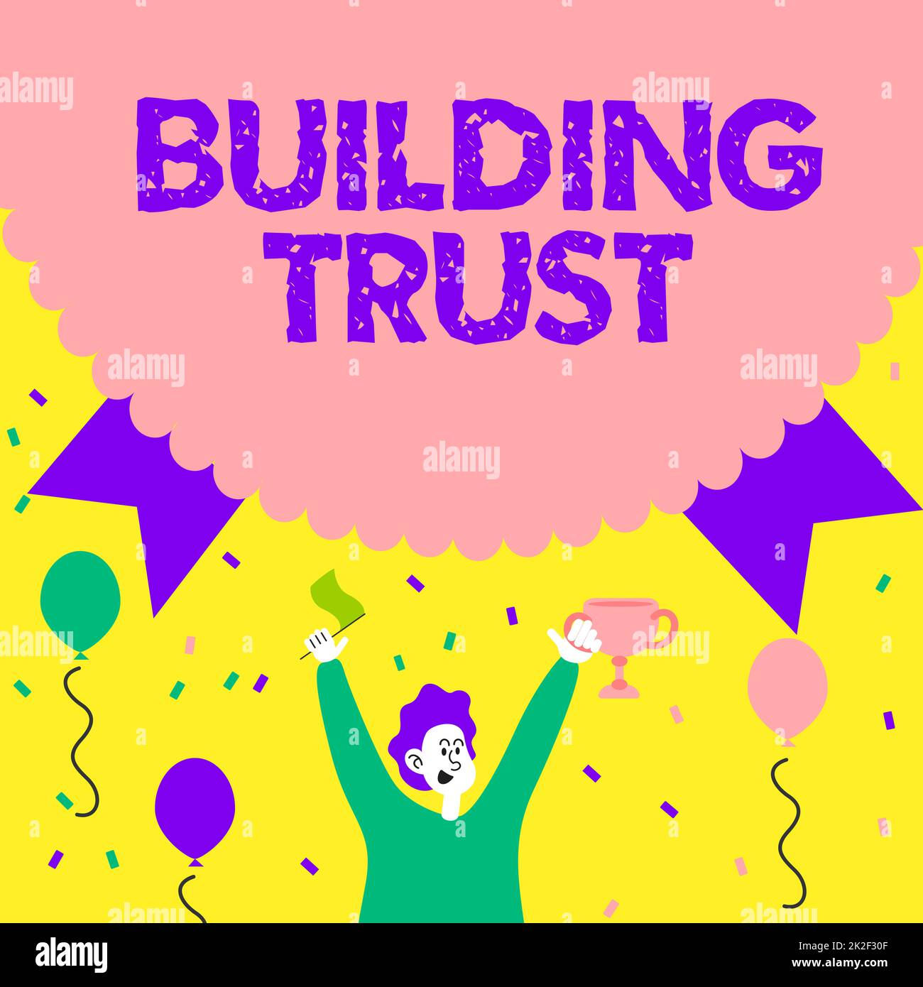 Text caption presenting Building Trust. Word for activity of emerging ...