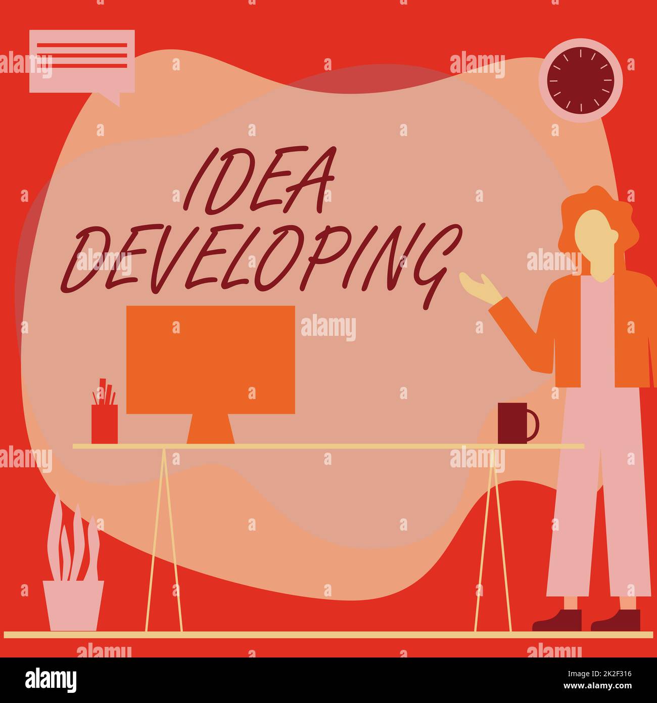 Hand writing sign Idea Developing. Word Written on innovating the ...