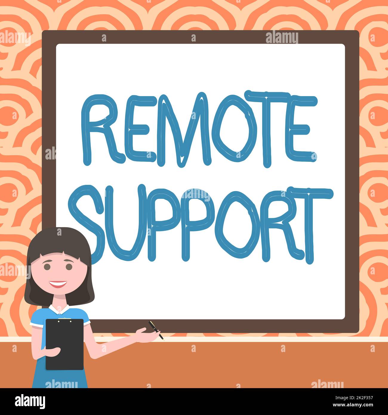 Text caption presenting Remote Support. Business showcase help endusers ...