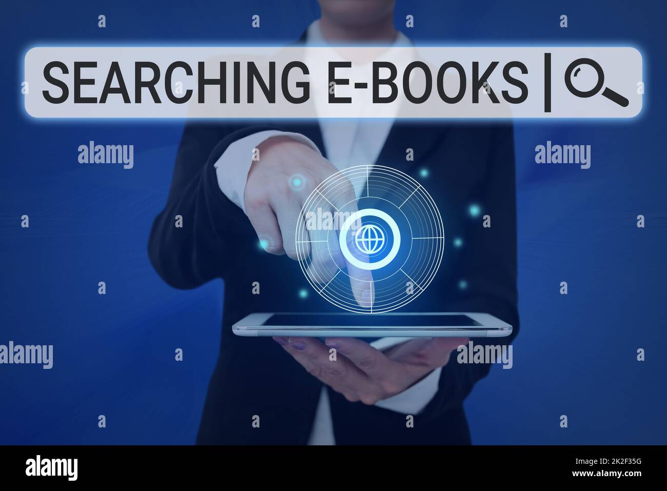 Text caption presenting Searching E Books. Concept meaning looking for ...