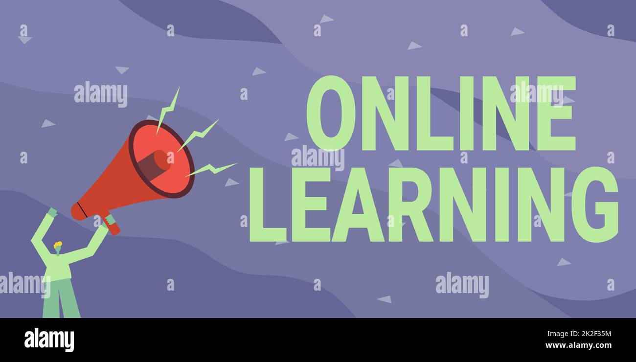 Text sign showing Online Learning. Business concept Larning with the ...