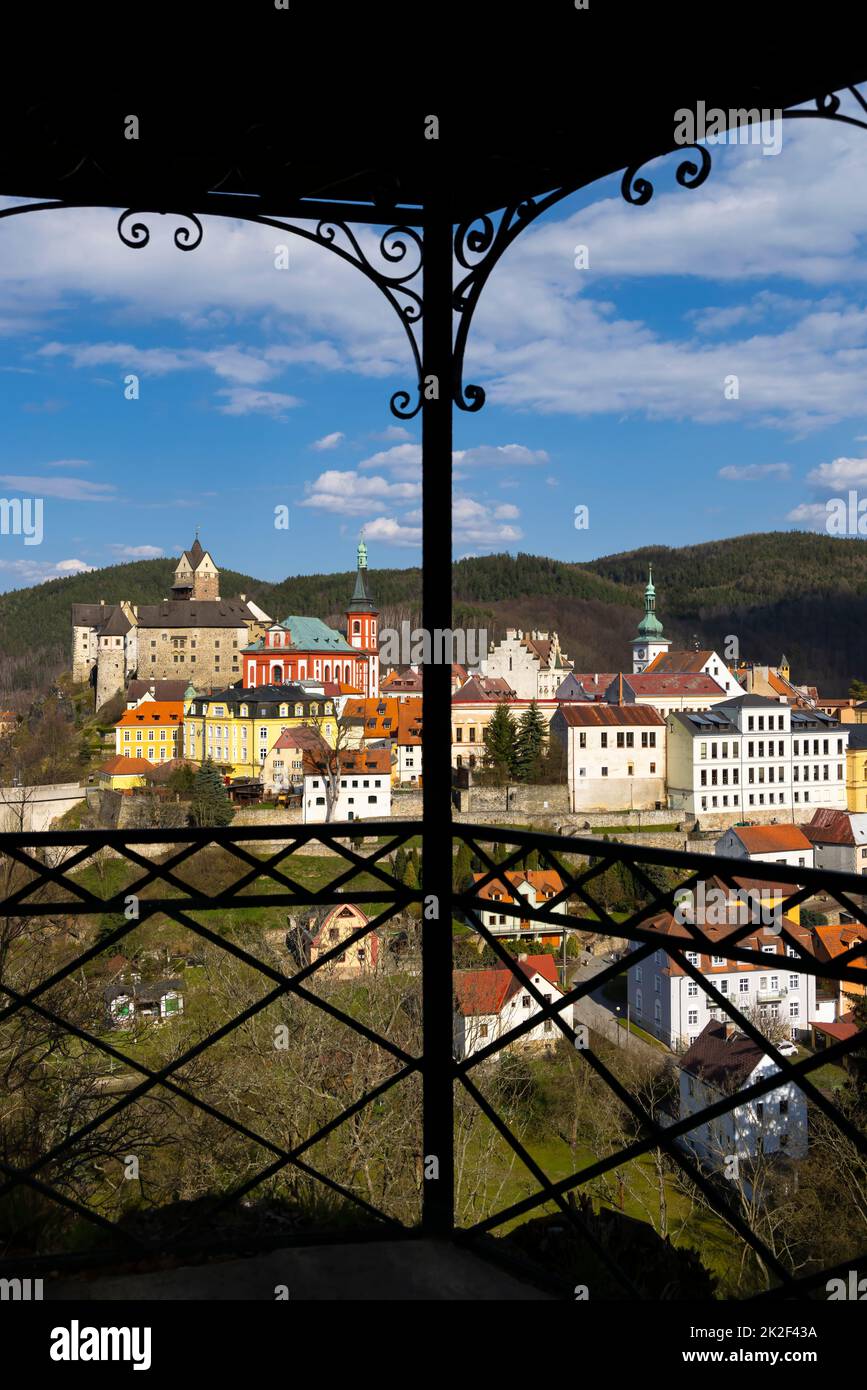 Loket castle and old town, Western Bohemia, Czech Republic Stock Photo ...