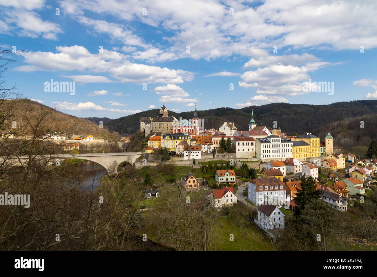 Loket castle and old town, Western Bohemia, Czech Republic Stock Photo ...