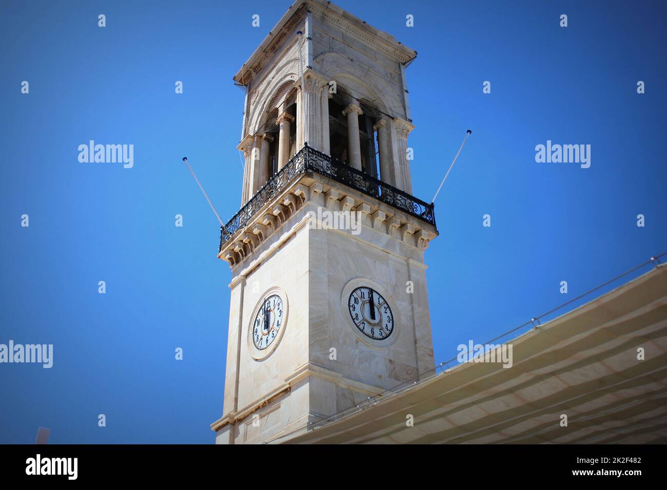 Clock tower in Hydra island Greece Stock Photo - Alamy