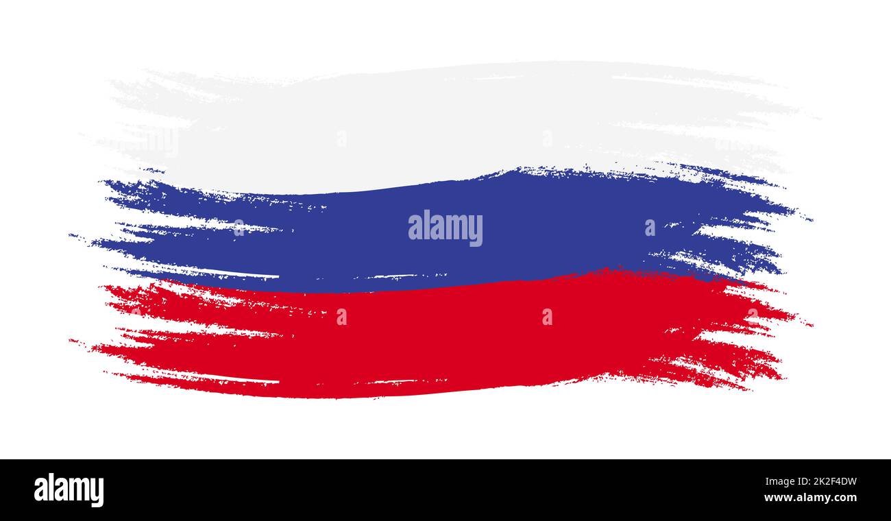 Paint smear in the colors of the Russian flag on a white background ...