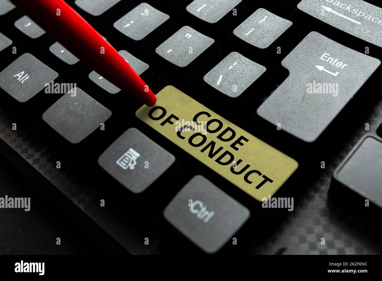 Text sign showing Code Of Conduct. Word for set of principles are ...