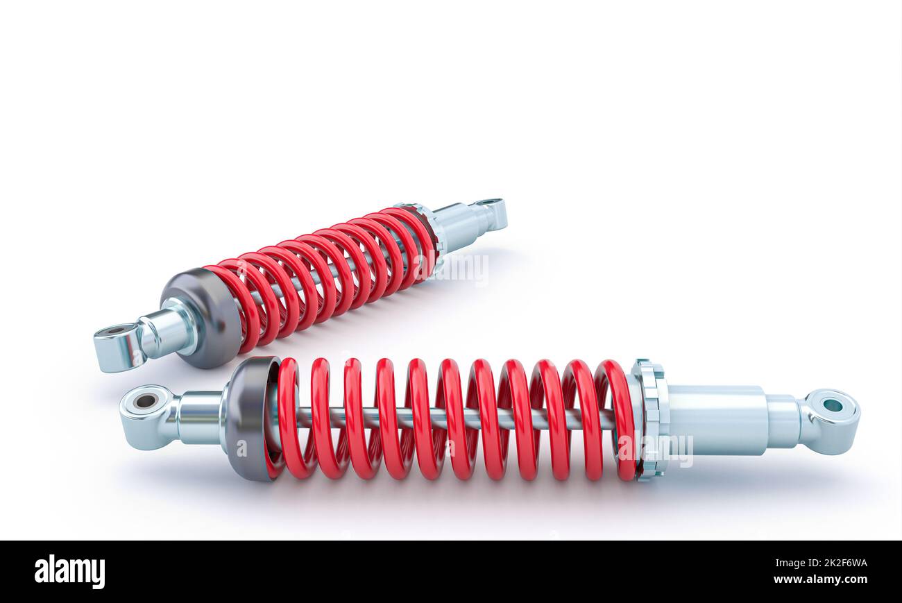 car shock absorbers on the white background Stock Photo - Alamy