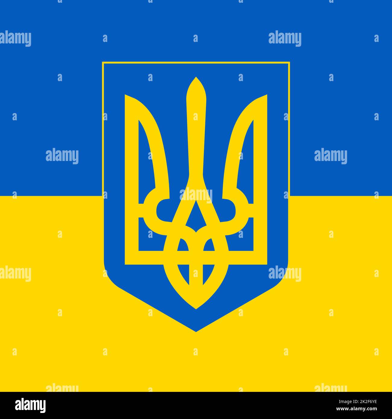 The official coat of arms of the independent country of Ukraine on the ...