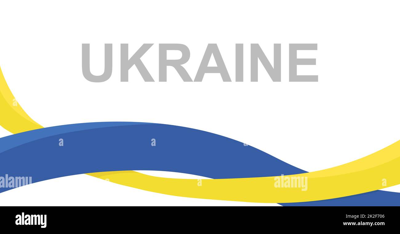 Abstract panoramic white background blue orange line flag of Ukraine ...