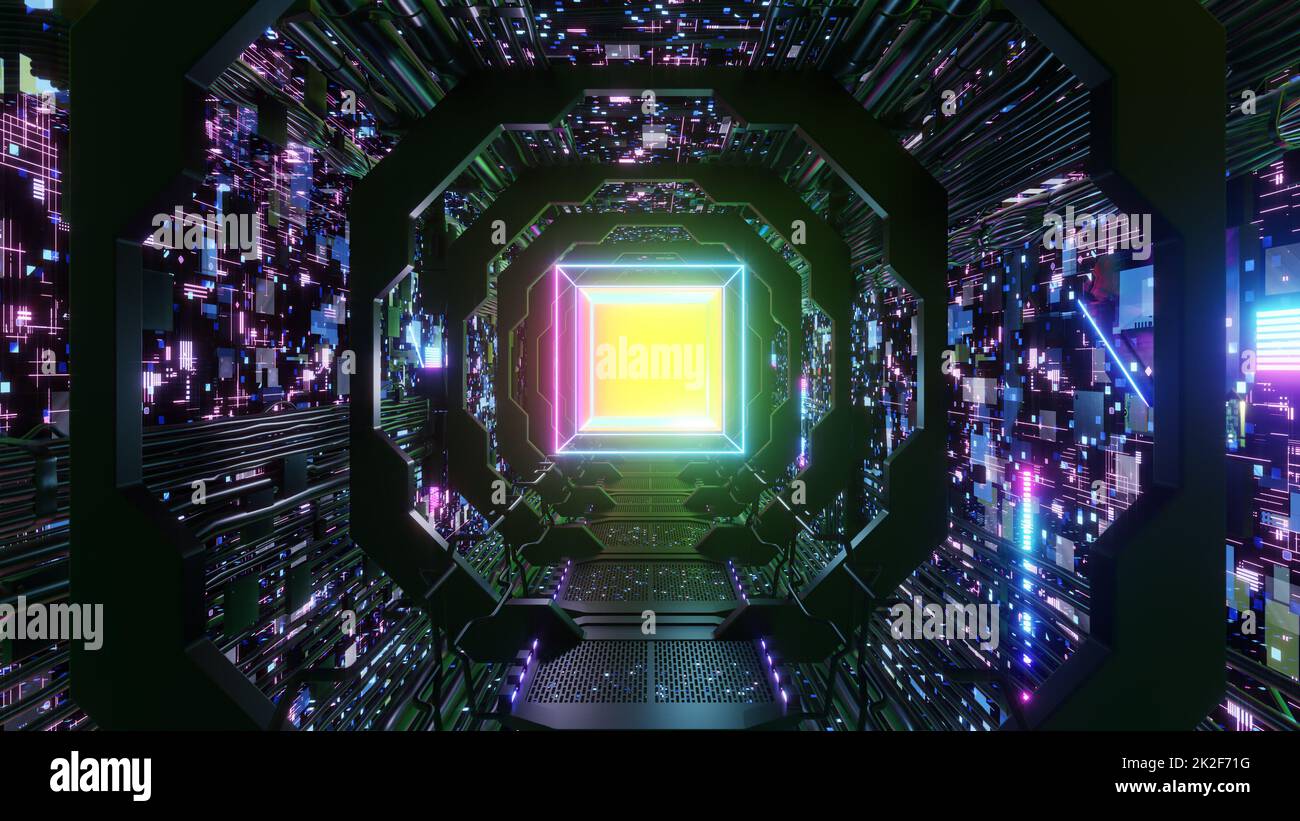 Inside Digital Wiring Network Tunnel Sci-fi Stock Photo - Alamy