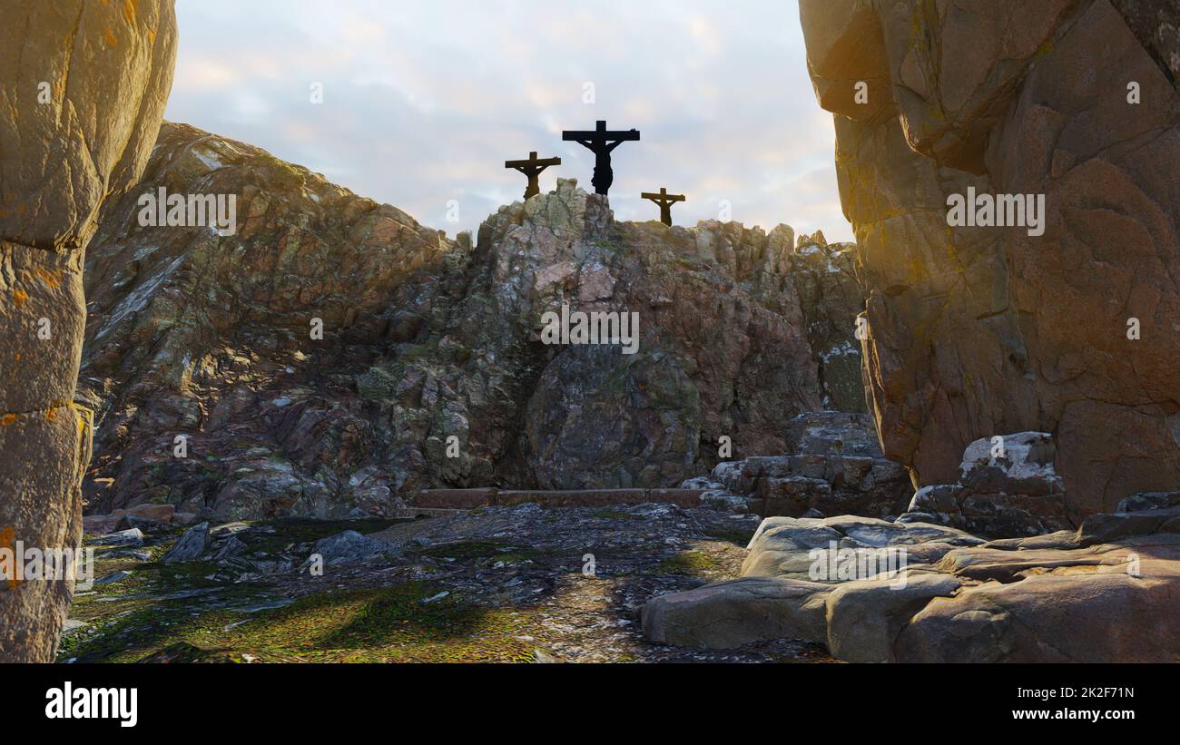 Jesus Rolling Stone Stock Photo - Alamy