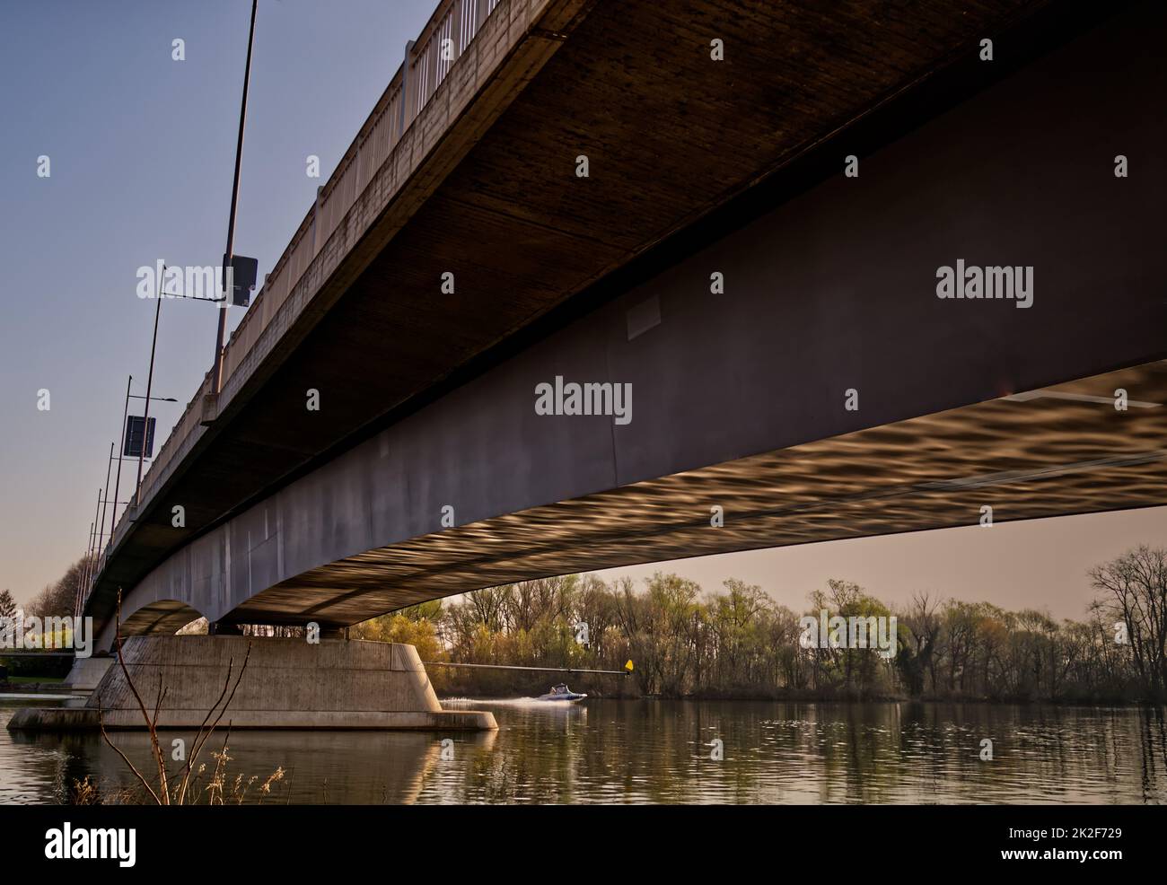 View: Bottom of the Carl-Ulrich bridge in Offenbach with atmospheric ...