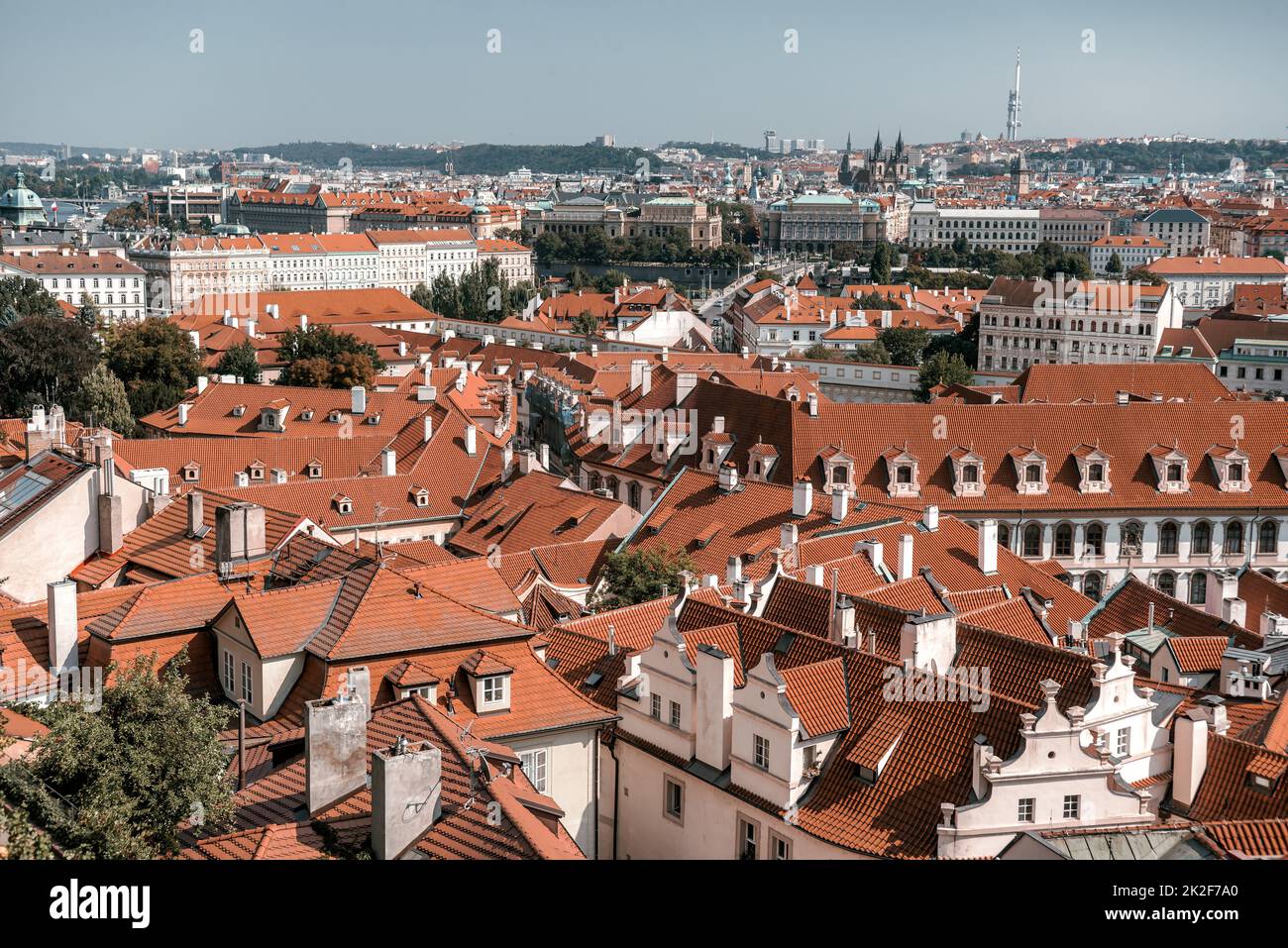 Roofs of Prague, elevated view Stock Photo - Alamy