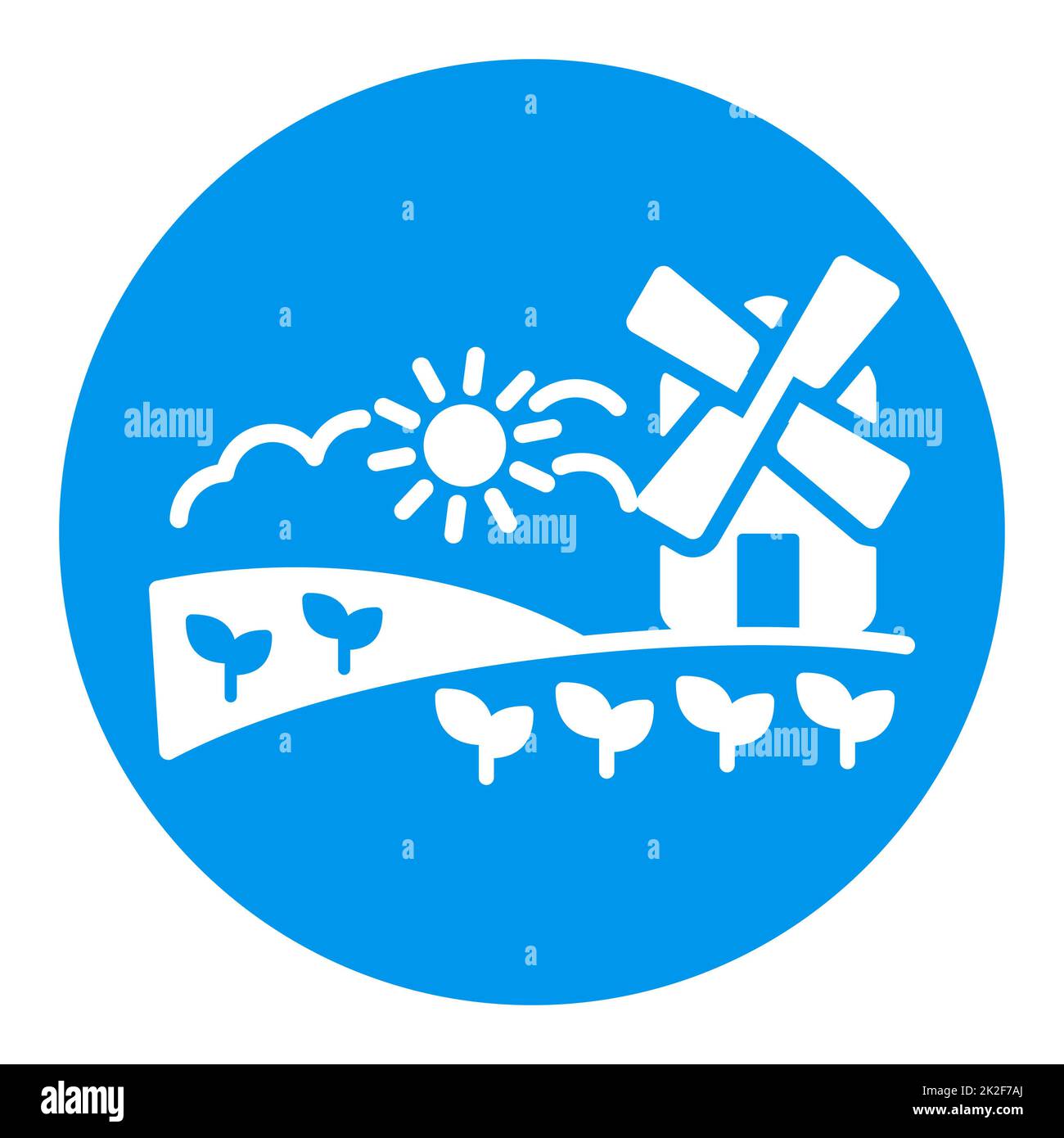 Rural landscape with windmill glyph icon Stock Photo - Alamy