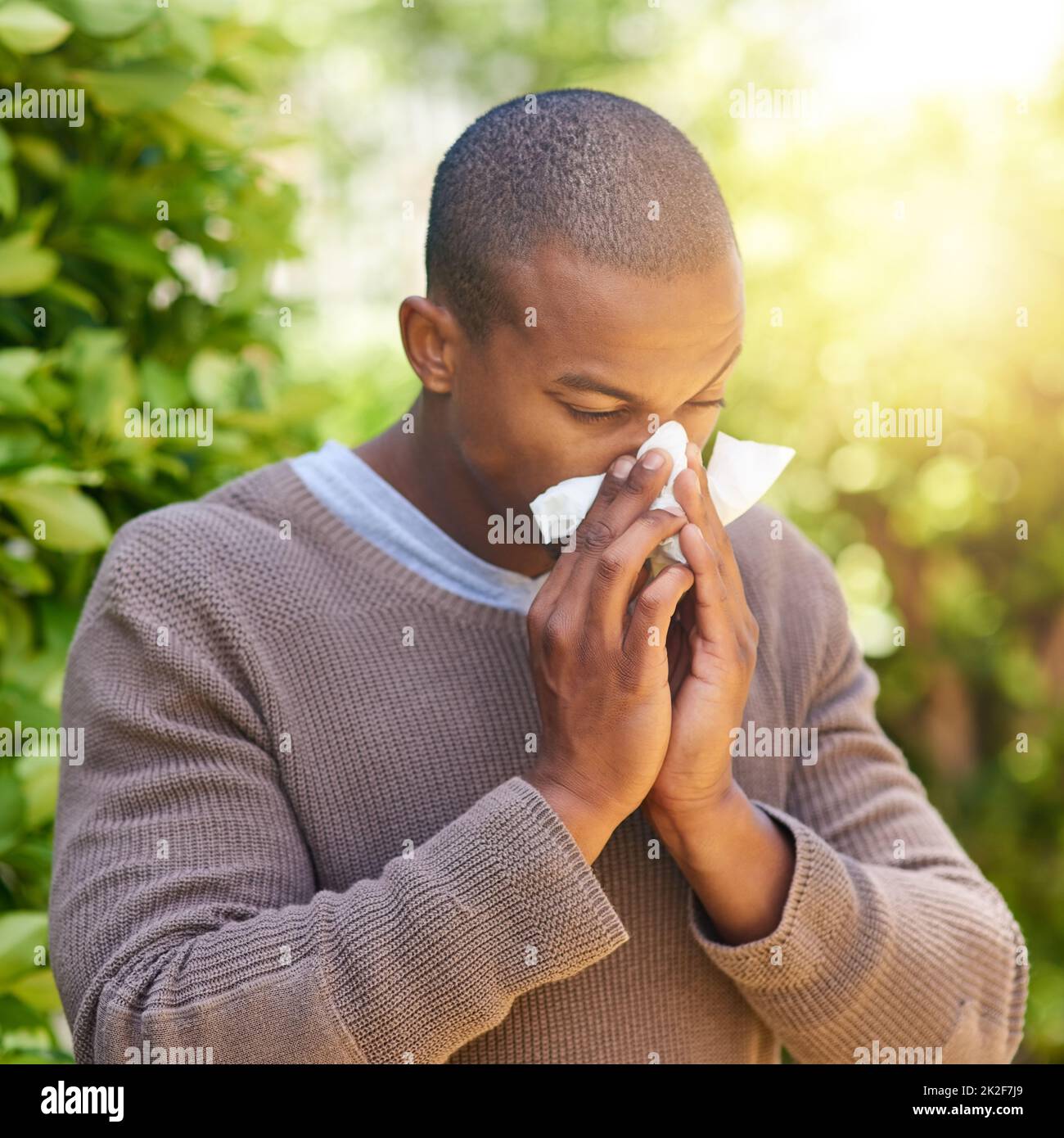 Man sneeze holding nose hi-res stock photography and images - Alamy