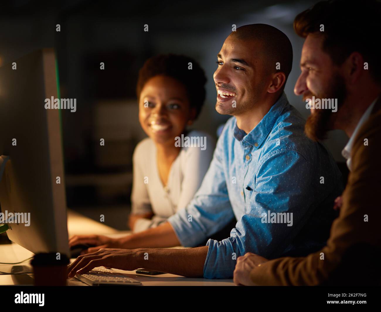 Making easy work of overtime as a team. Cropped shot of a group of ...