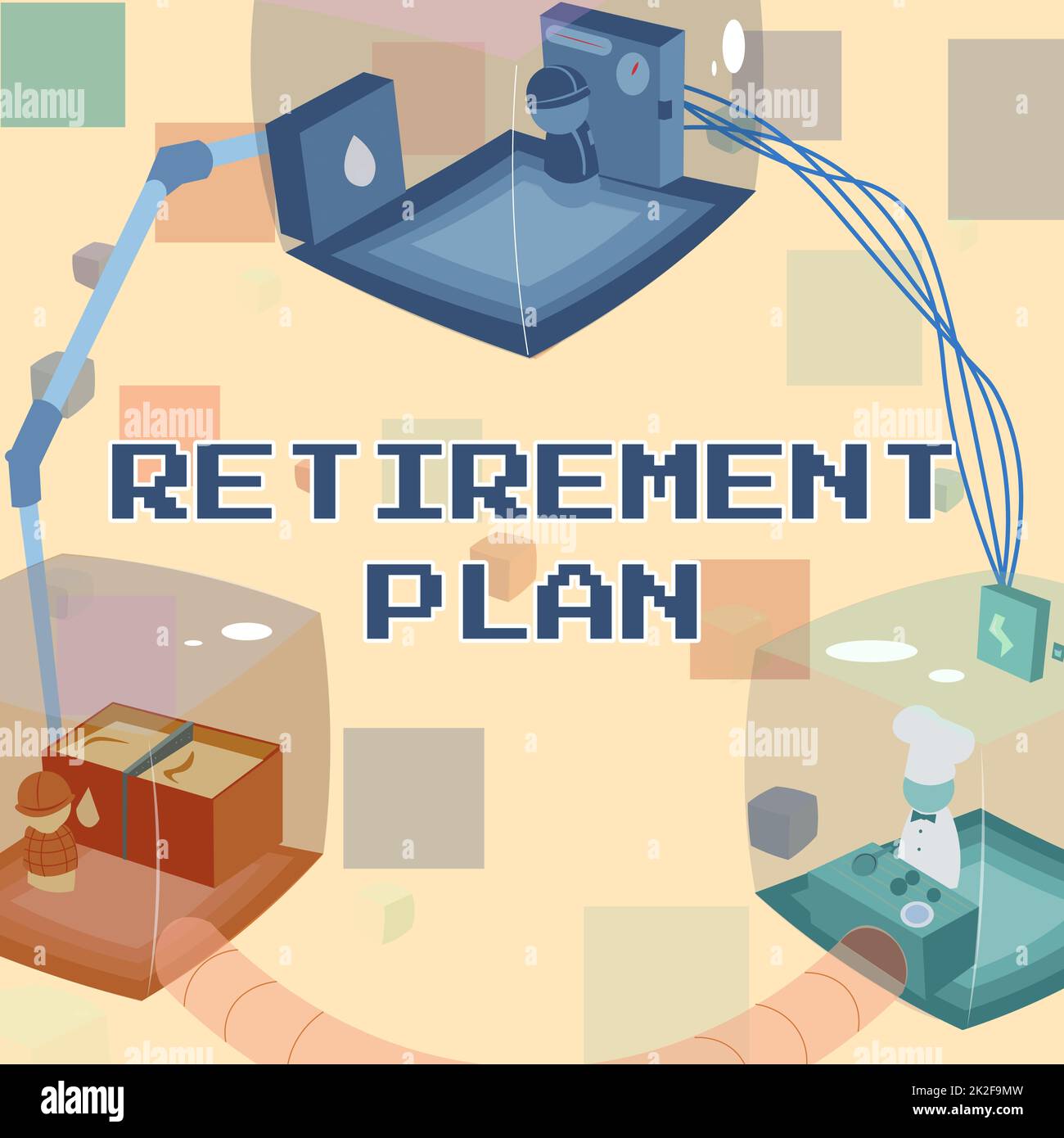 Hand writing sign Retirement Plan. Concept meaning saving money in ...
