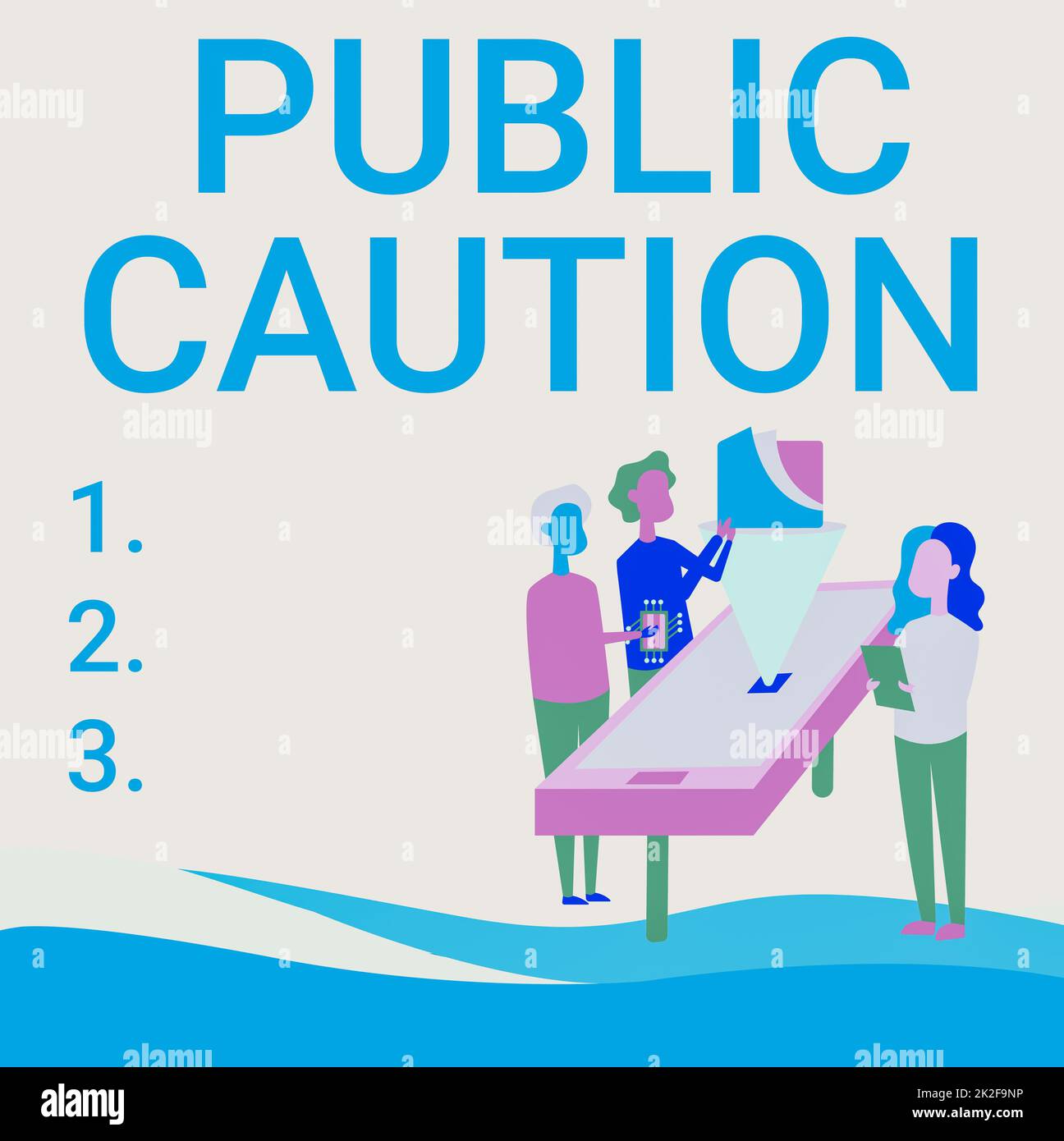 Hand writing sign Public Caution. Word for formal warning given to the ...