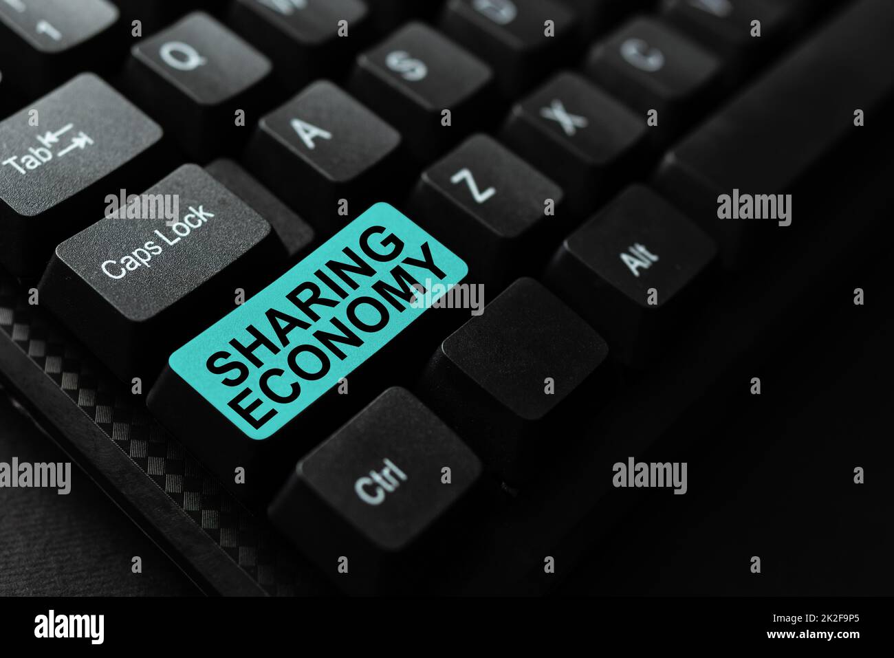 Hand writing sign Sharing Economy. Concept meaning economic model based ...