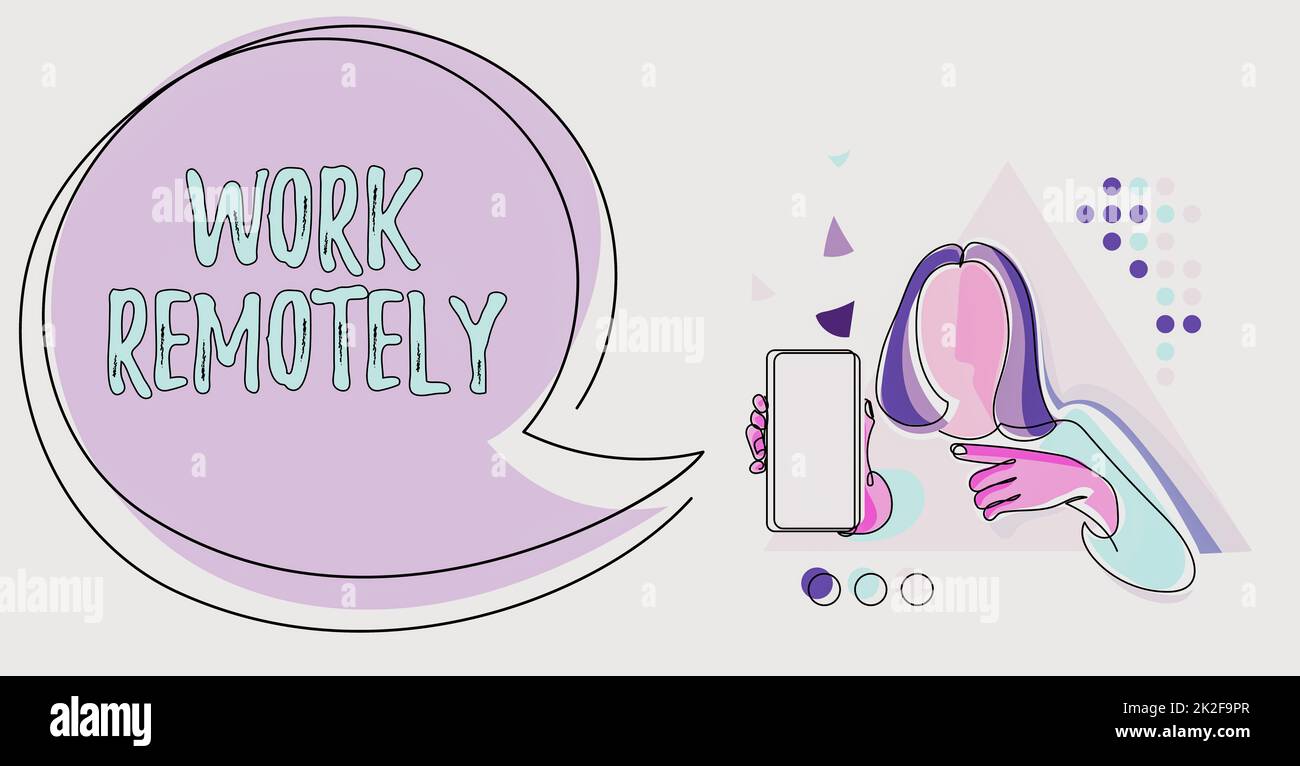 Handwriting text Work Remotely. Business overview Work Remotely Line ...