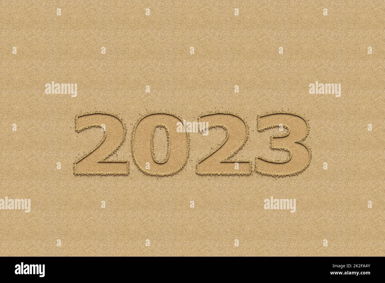 3D illustration New Year concept 2023 design with text sand design ...