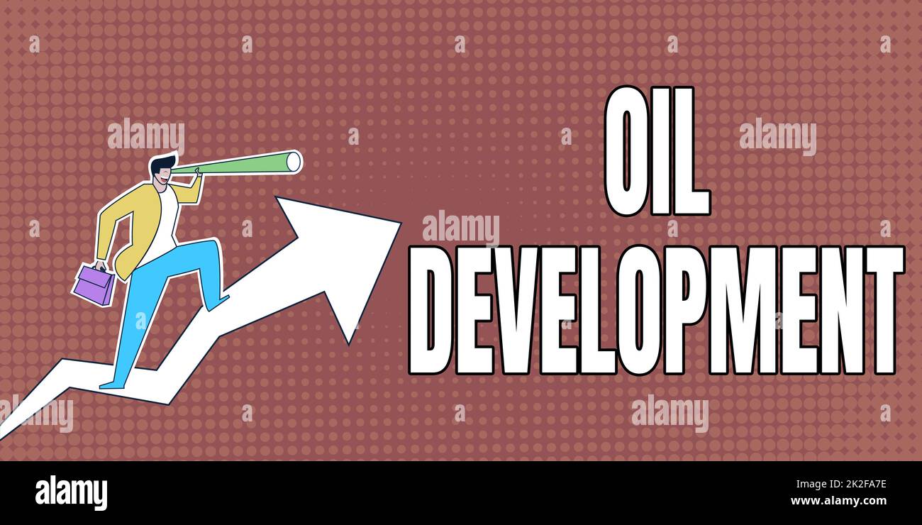 Text caption presenting Oil Development. Business overview act or ...