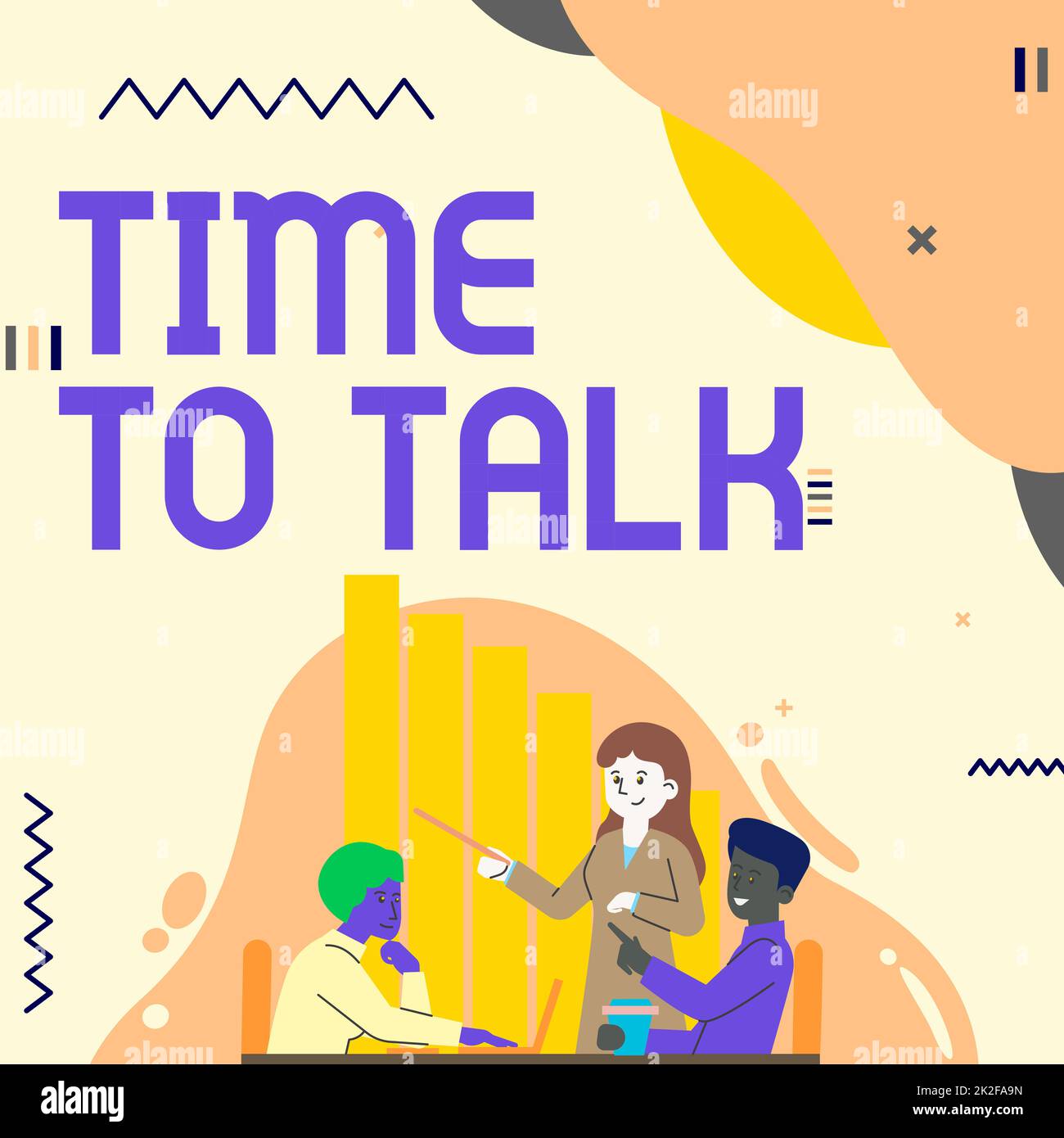 Text caption presenting Time To Talk. Business overview to discuss with ...