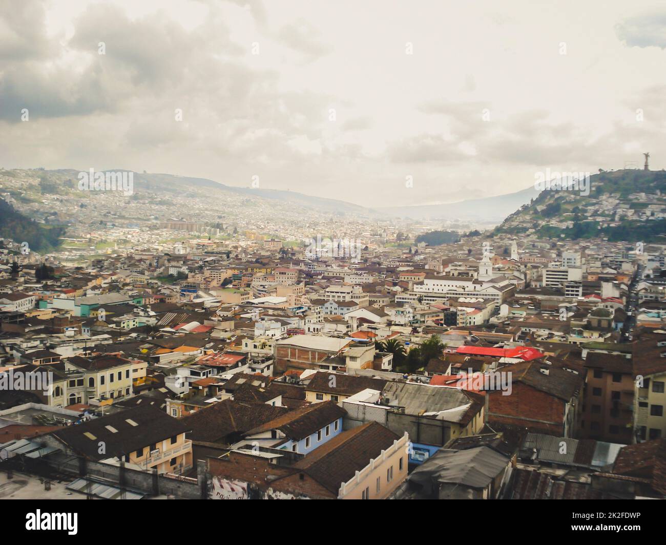 Aerial view on Quito in Ecuador Stock Photo - Alamy