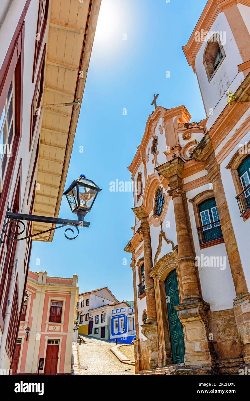 18th century baroque church seen from below with surrounding colonial ...
