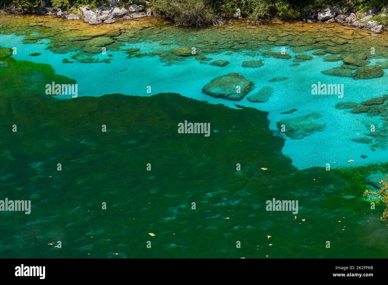 blue bottom at a depth of Lago di Cornino, Italy Stock Photo - Alamy