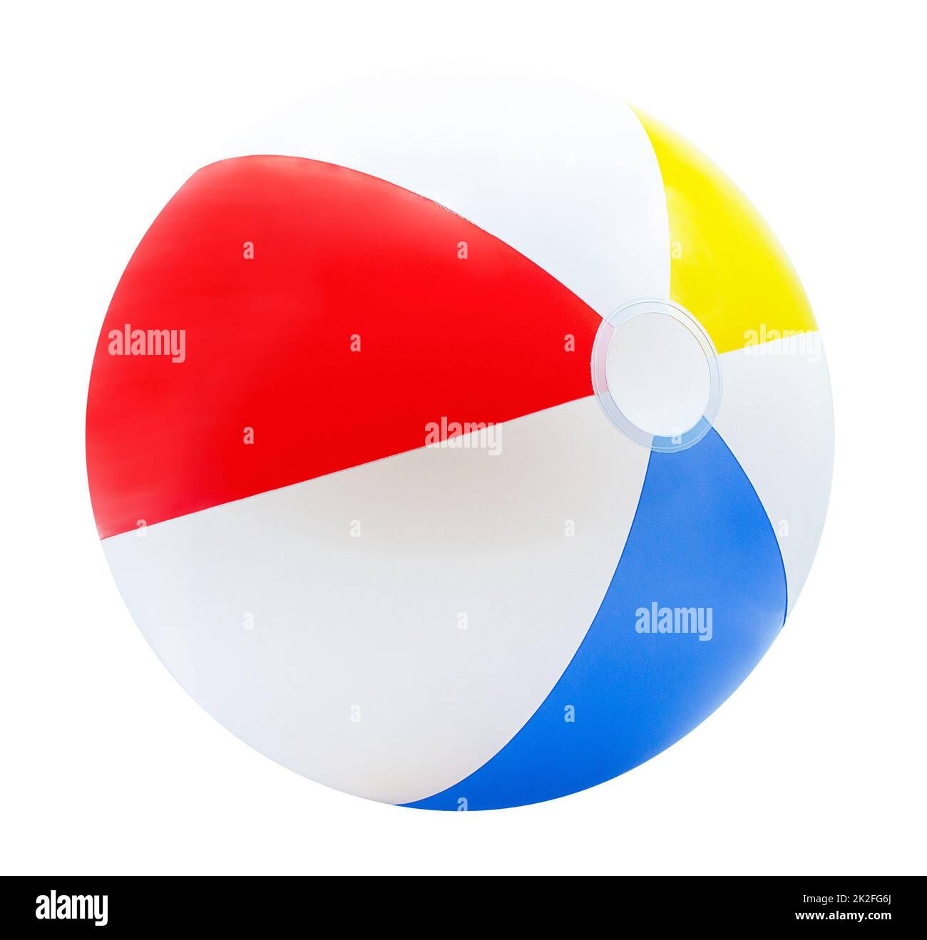 Beach ball isolated on white background with red, yellow, blue and ...