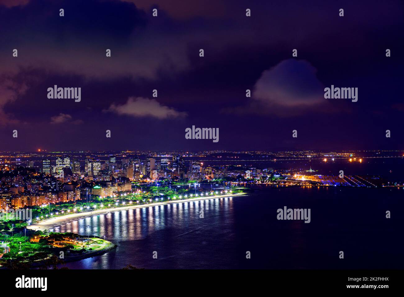 Rio de Janeiro city, ocean and airport at night Stock Photo - Alamy