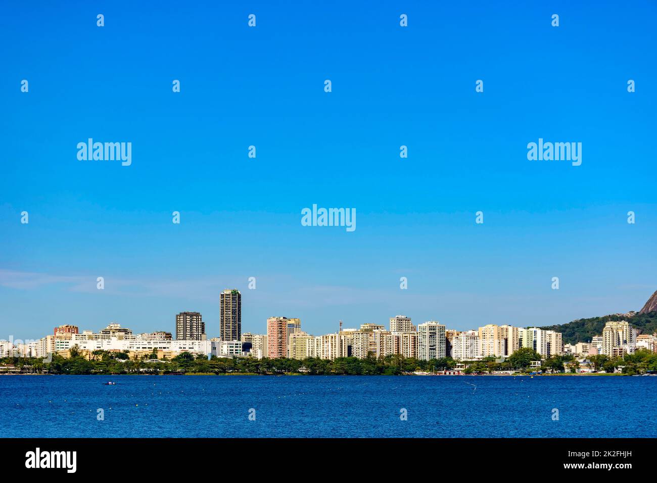 Rodrigo de Freitas lagoon in Rio de Janeiro, one of the main tourist ...