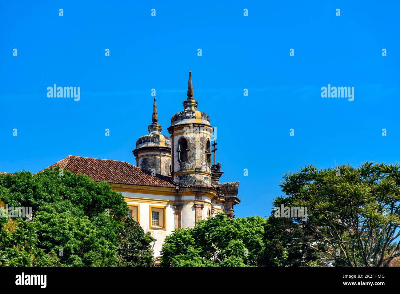 Side view of historic church in baroque and colonial style from the ...