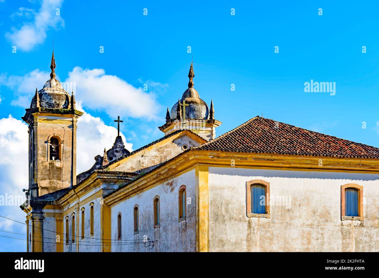 Back view of ancient catholic church in the city of Ouro Preto Stock ...