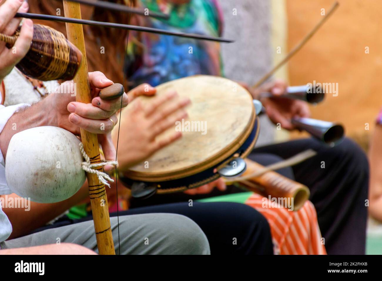 Brazilian musical instrument called berimbau, Tambourine and others ...