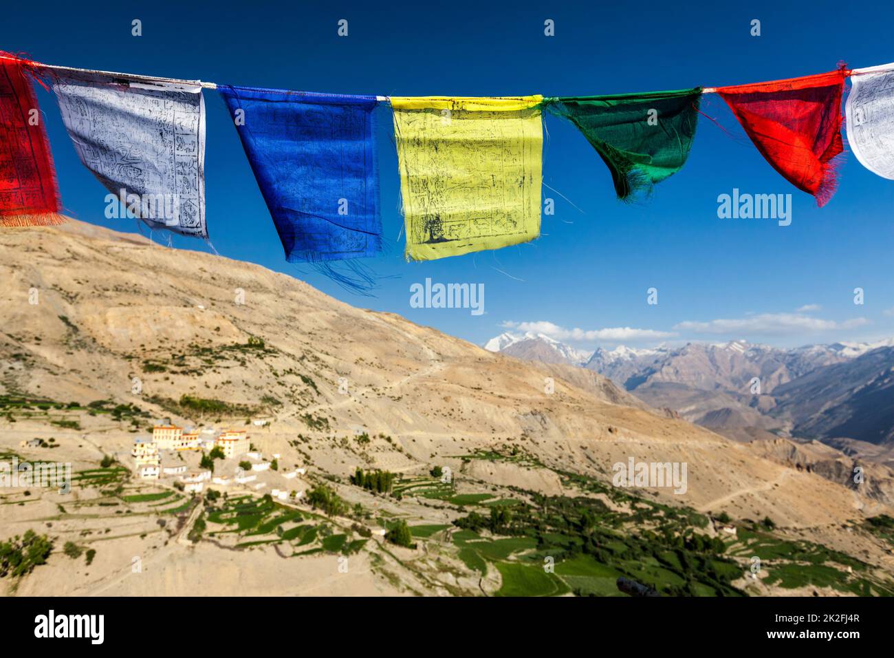 Buddhist prayer flags lungta in Spiti Valley, India Stock Photo - Alamy