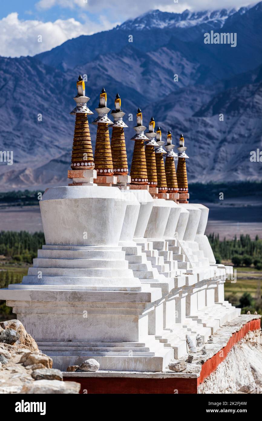 Buddhist chortens stupas in Himalayas Stock Photo - Alamy