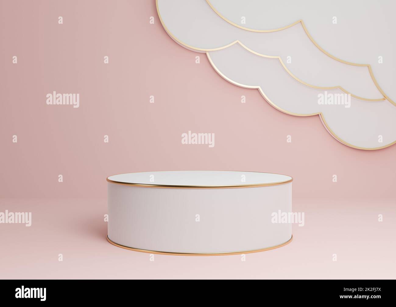 Pastel, light red, salmon pink 3D rendering product display podium or ...