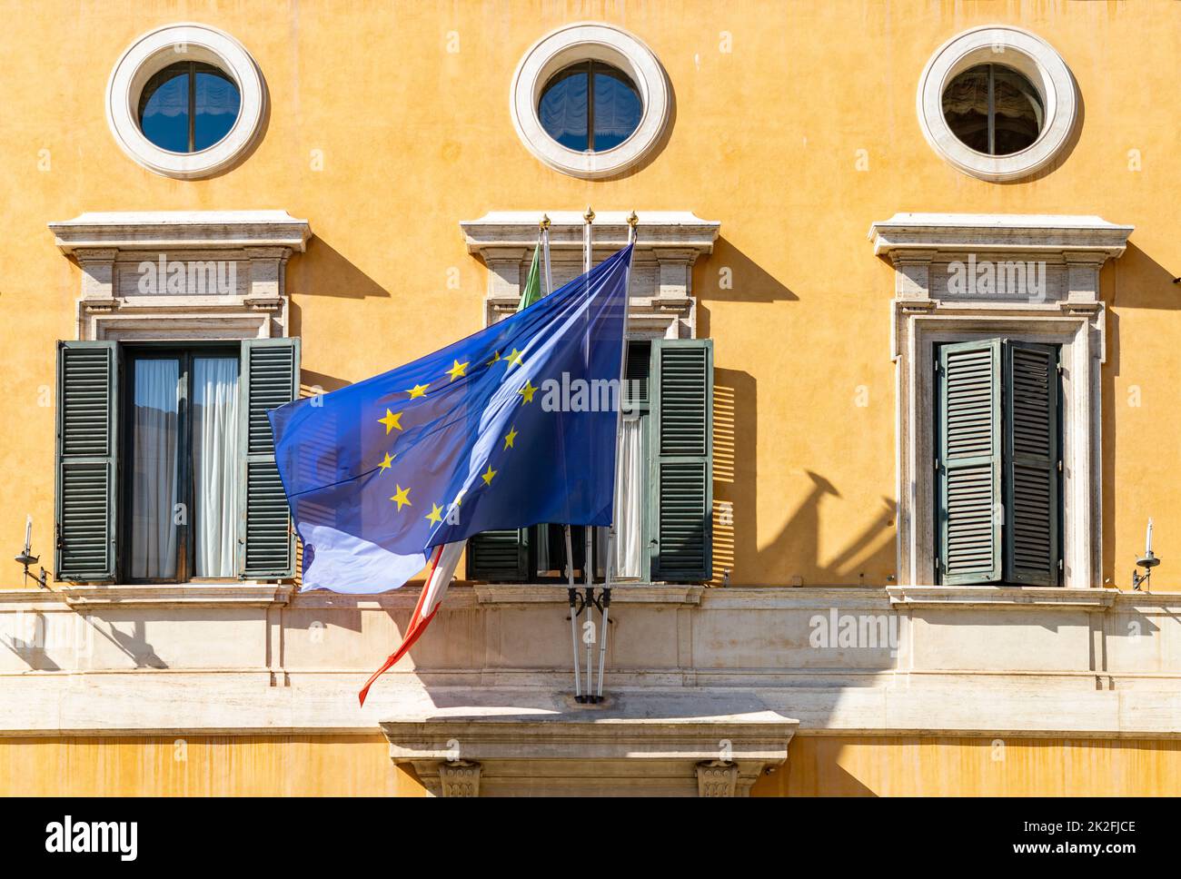 Italian and European Union Flags Stock Photo - Alamy