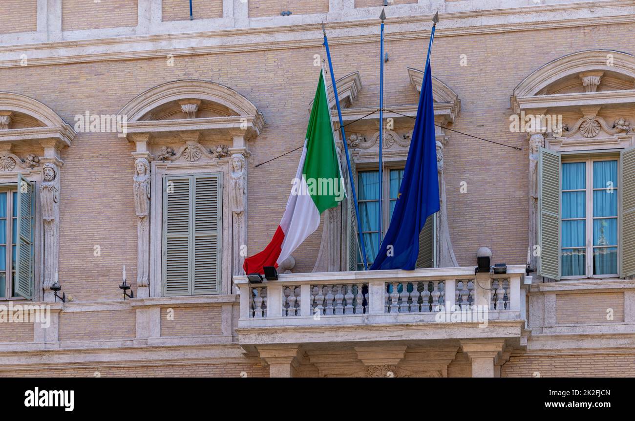 Italian and European Union Flags Stock Photo - Alamy