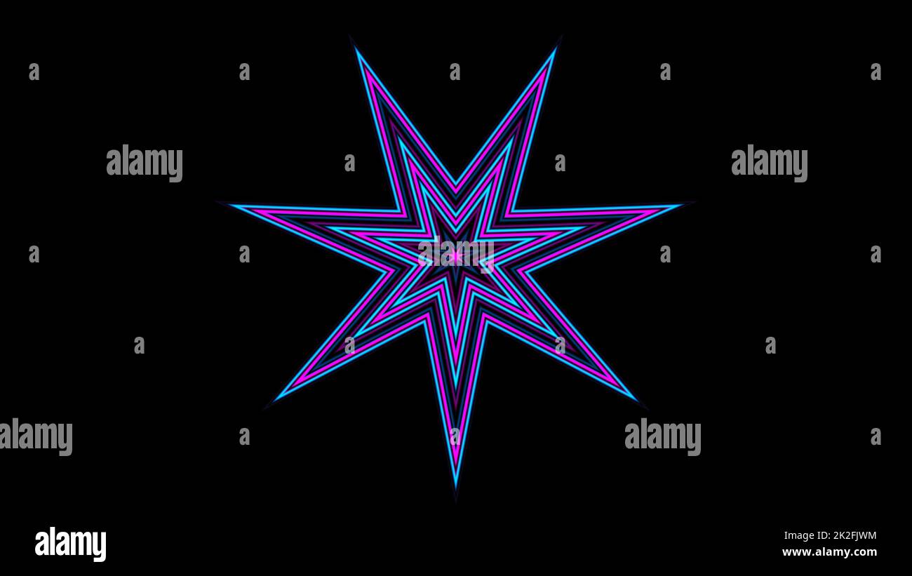 Illustration of Psychedelic star shape over black Stock Photo - Alamy
